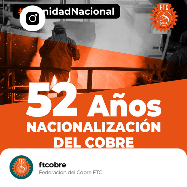 Día del Cobre Chileno. Conmemoramos un año más de la Nacionalizaicón ...